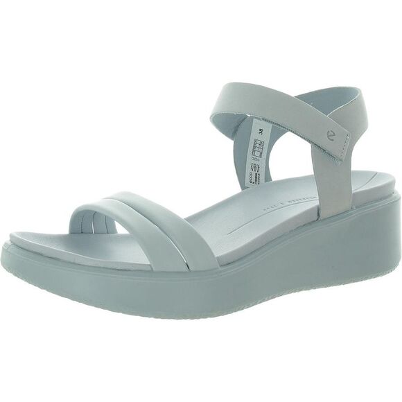 Ecco | Shoes | Ecco Womens Flowt Blue Adjustable Leather Wedge Sandals ...